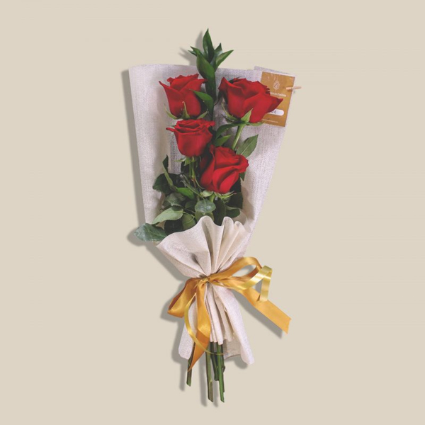 Romantic 4 Red Roses Bouquet Online | Gifts to Nepal | Giftmandu