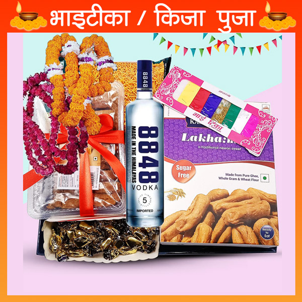 Bhaitika Special Gift Tray with Vodka online | Gifts to Nepal | Giftmandu