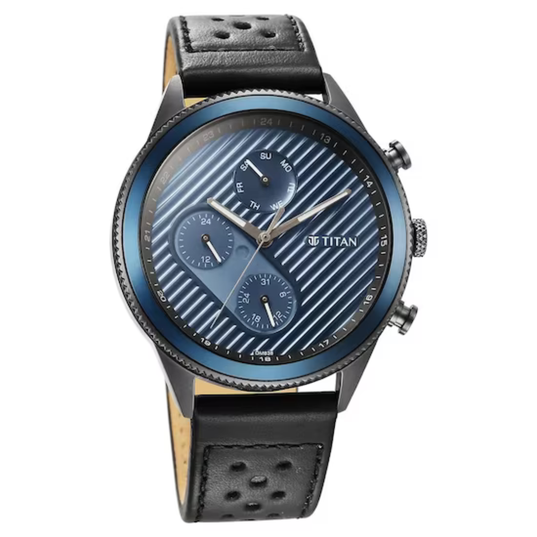 Bolt Anthracite Dial Grey Leather Strap Watch | Gifts to Nepal | Giftmandu