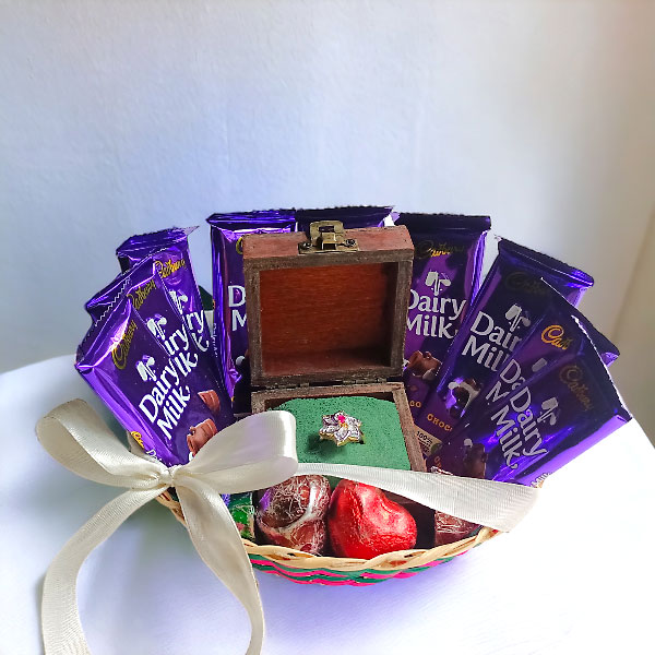 Beautiful Flower Design Ring With Chocolates Combo | Gifts to Nepal ...