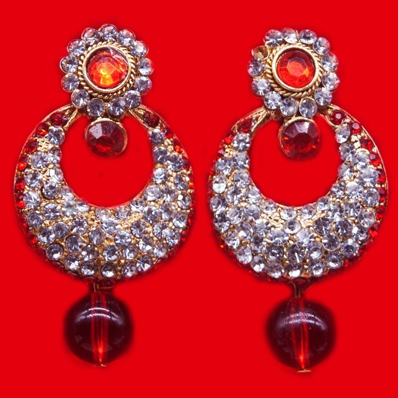 Shop Red Stone Drop Ramleela Earring | Gifts to Nepal | Giftmandu