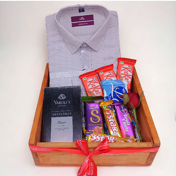 Formal Shirt With Perfume & Chocolates Hamper For Him | Gifts to Nepal ...
