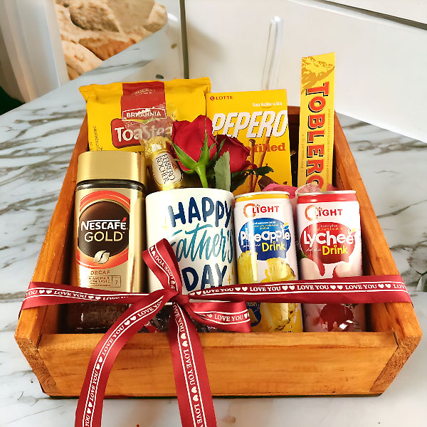 Cookies, Nescafe Chocolates With Red Rose Gift presents For Father's ...