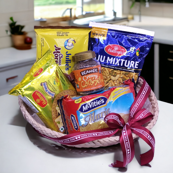 Cookies & Beanies Creamy Coffee in a Bamboo Basket | Gifts to Nepal ...