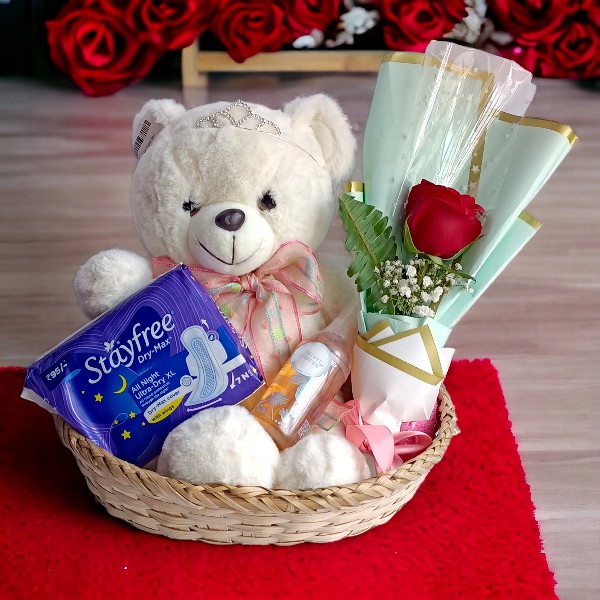Teddy, Perfume, Sanitary Pads & Rose As A Gift | Gifts to Nepal | Giftmandu