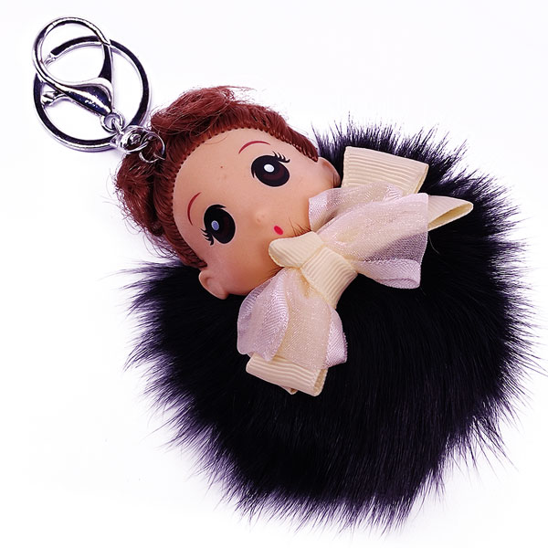 Cute Fluffy Doll Keyring 6'' - Black | Gifts to Nepal | Giftmandu