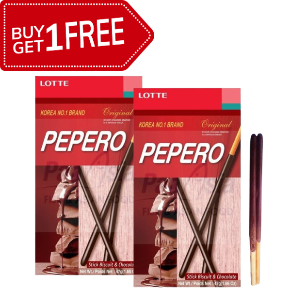Lotte Pepero Original Chocolate Biscuit Sticks 47g [ Buy 1 Get 1 Free ...