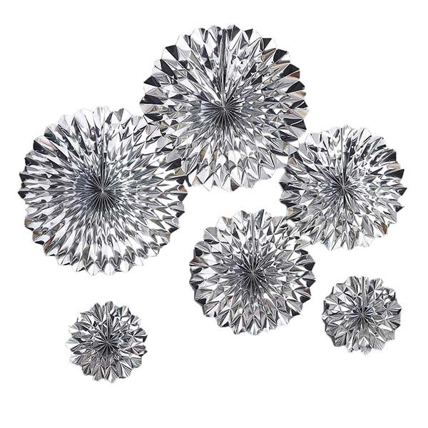 6 Pcs/Set Metallic Silver Paper Fan Online | Gifts to Nepal | Giftmandu