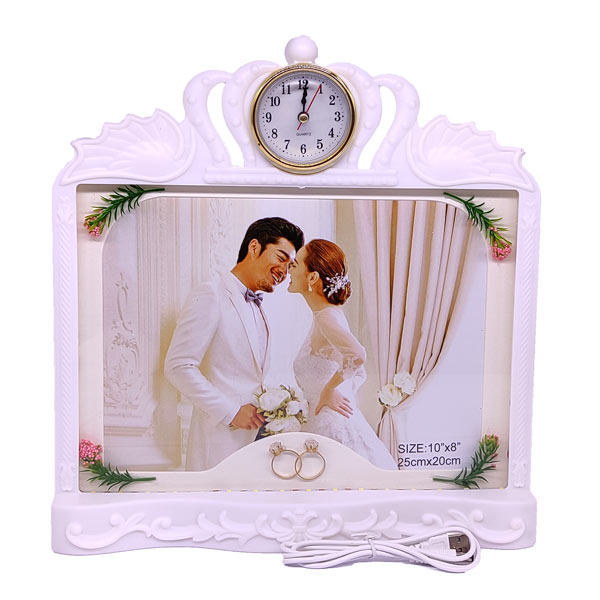 Table Top LED Light Photo Frame with Mini Clock Online | Gifts to Nepal ...