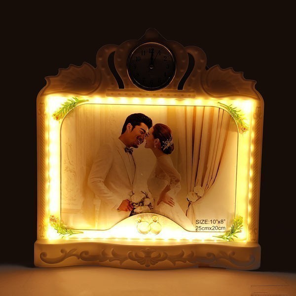 Table Top LED Light Photo Frame with Mini Clock Online | Gifts to Nepal ...
