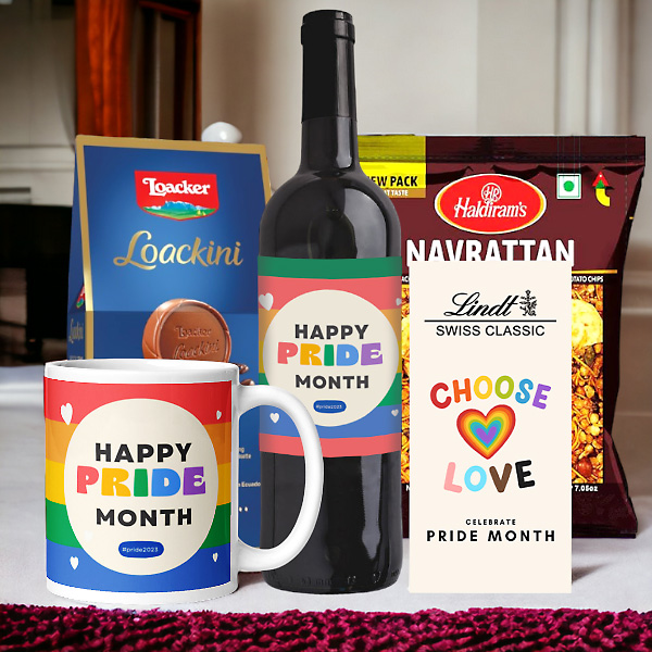 Pride Hamper With Chocolates, Cookies, Wine & Personalised Mug | Gifts ...