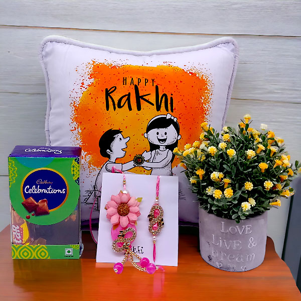 Raksha Bandhan Gift With Chocolate & Artificial Plant Combo | Gifts to ...