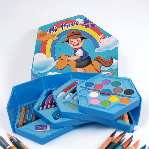 46 Pieces Multiple Coloring pencil Set for Kids In Box | Gifts to Nepal ...