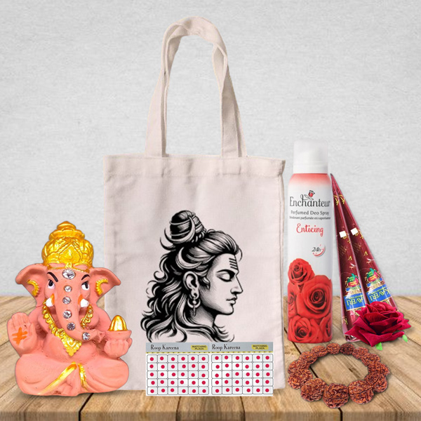 Shrawan and Teej Delightful Gift Hamper with Ganesh Statue and Tote Bag ...