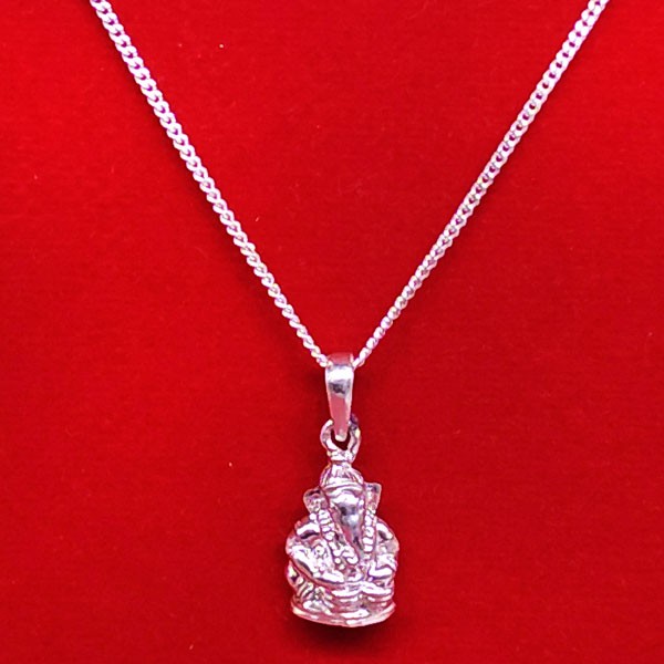 Ganesh Ji Silver Pendant With Necklace (Design 4) | Gifts to Nepal ...
