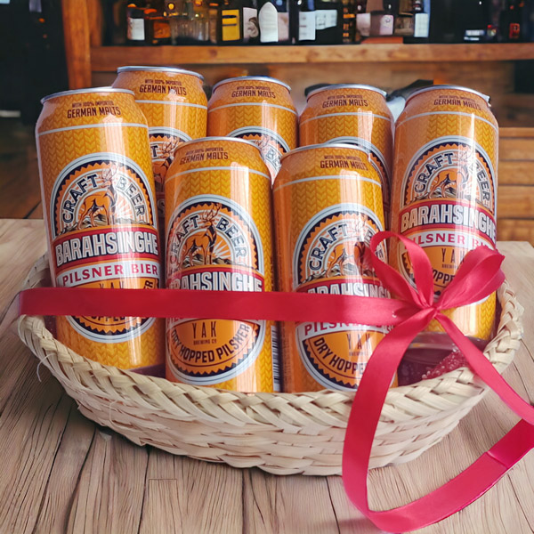 Full of Barahsinghe Can Beer Gift Basket - 7 Cans | Gifts to Nepal ...
