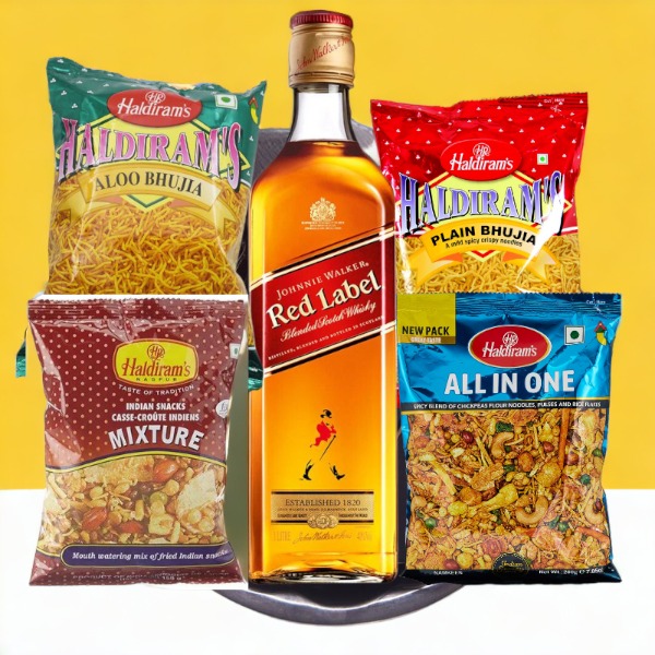 JW Red Label Whisky Snacks Gift Tray | Gifts to Nepal | Giftmandu