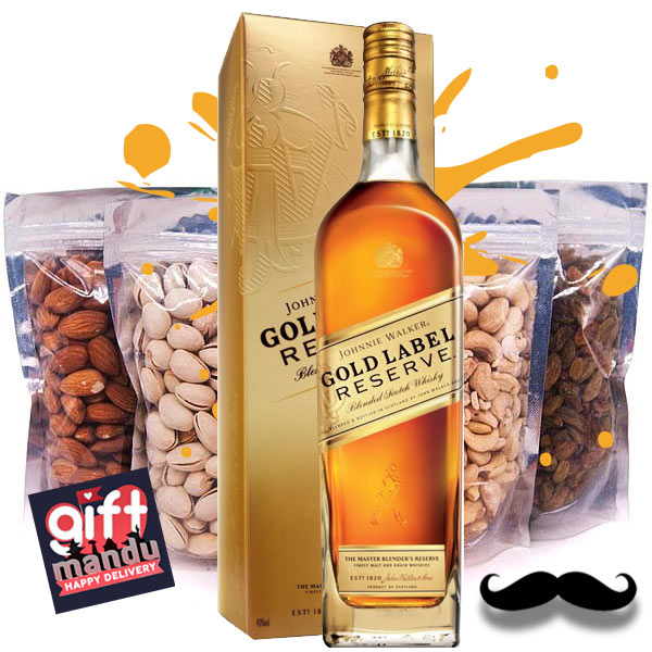Liquor Hamper Gold Label Whisky & Nuts | Gifts to Nepal | Giftmandu
