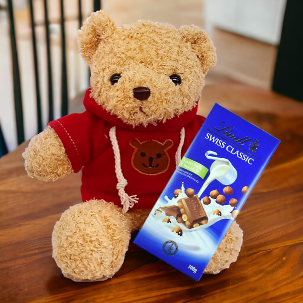 Brown Teddy With Lindt Swiss Classic Chocolate Combo | Gifts to Nepal ...