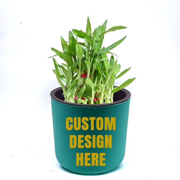 Personalized Pot With Your Company Name & Logo (2 Layer Bamboo Plant ...