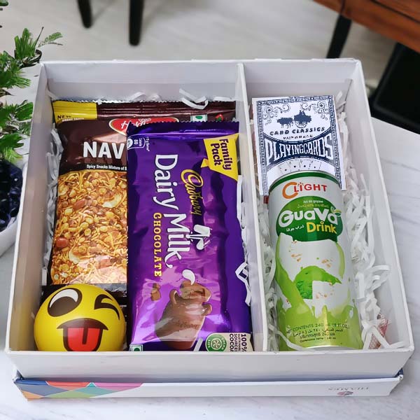 Namkeen With Playing Card, Stress Ball & Refreshing Juice Combo | Gifts ...