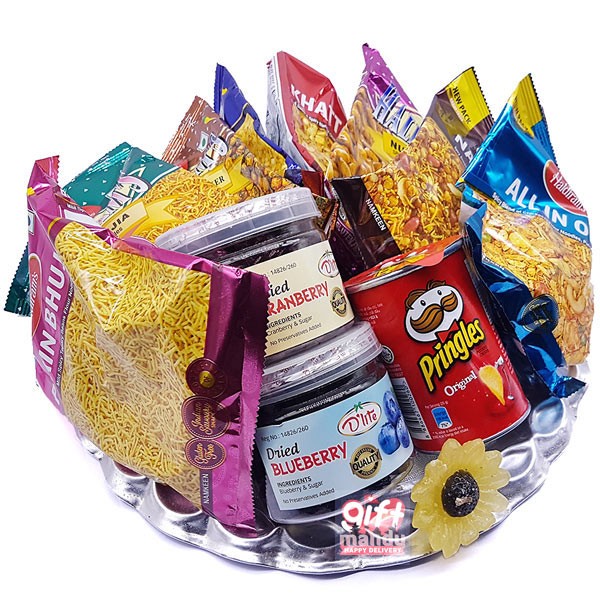 Namkeens, Dry Fruits and Pringles Hamper | Gifts to Nepal | Giftmandu