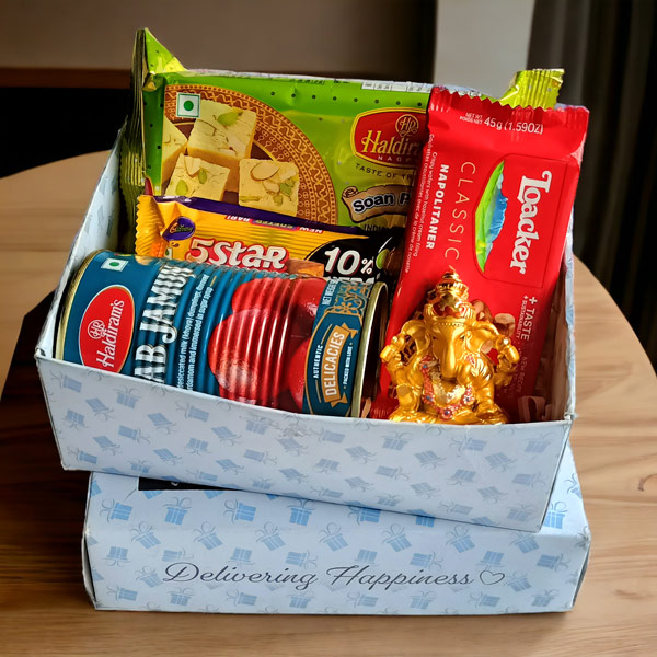 Mini Ganesha Statue with Sweets Gift Box | Gifts to Nepal | Giftmandu