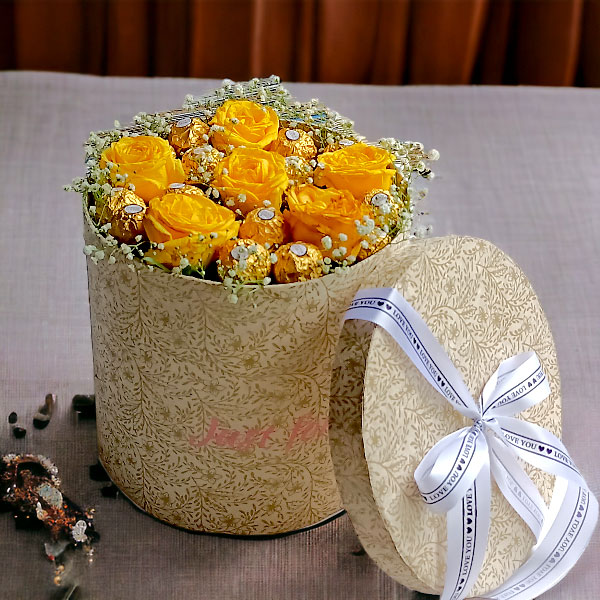 Ferrero Rocher With Roses and Gypsy Decoration | Gifts to Nepal | Giftmandu