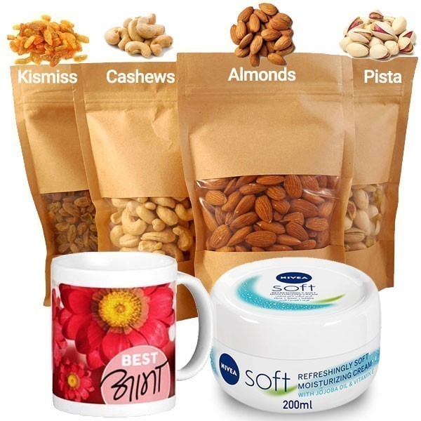 Nivea Soft Moisturizing Cream with Dry Nuts & Best Aama Mug | Gifts to ...