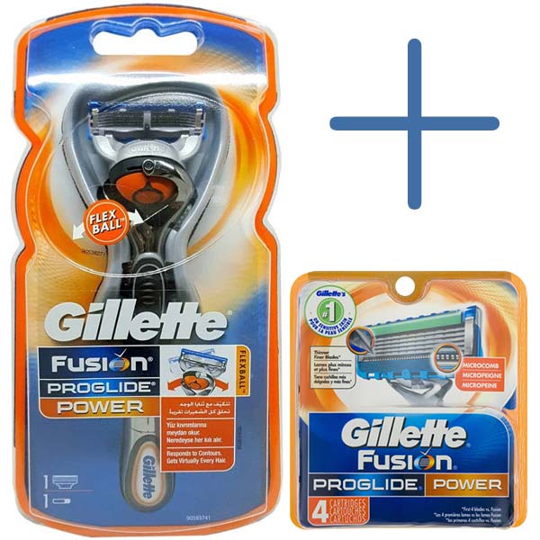 Gillette Fusion Proglide Power Men's Razor and Cartridges (4 Pcs ...