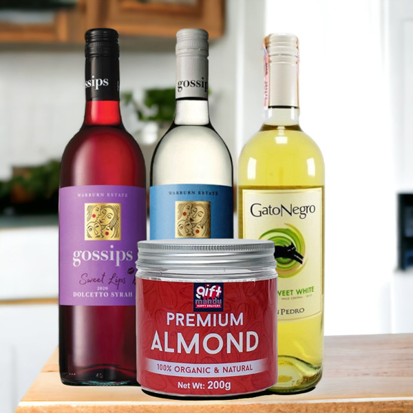 Gato Negro and Gossips Wine Set with Nuts Combo | Gifts to Nepal ...