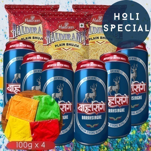 Can Beer, Bhujia and Holi Colour Combo Gift Hamper Online | Gifts to ...