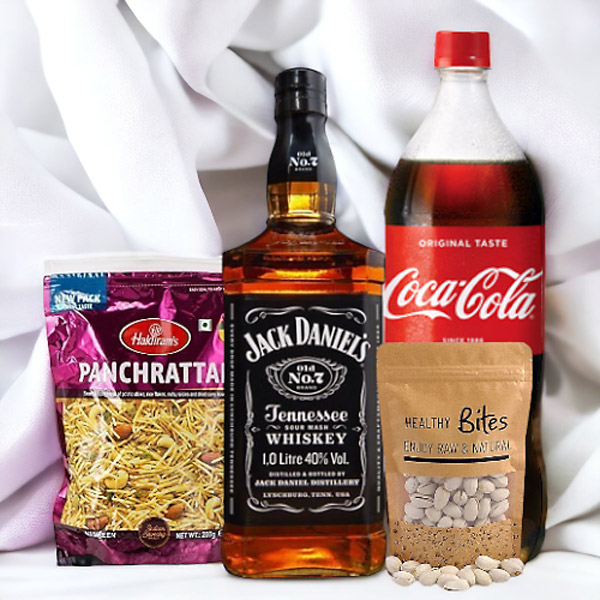 Coke, Jack Daniel's Whisky, Pistachio & Haldiram's Snack Hamper | Gifts ...