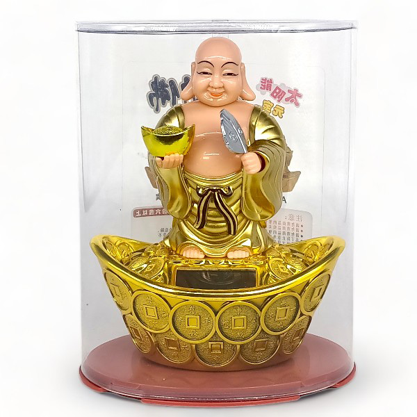 Laughing Buddha Solar Powered Head Shaking Statue - 6" (Golden) | Gifts ...