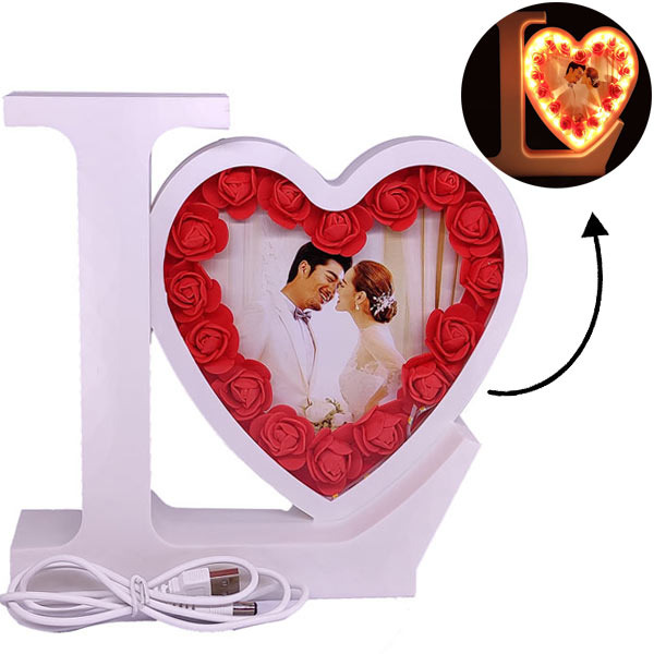 Love Heart Photo Frame with LED Light Online | Gifts to Nepal | Giftmandu