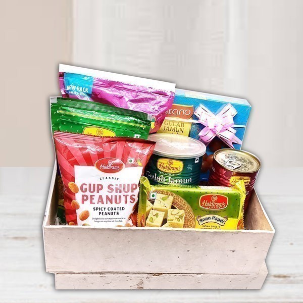 Haldiram's & Bikano Food Combo in a Nepali Paper Box Online | Gifts to ...