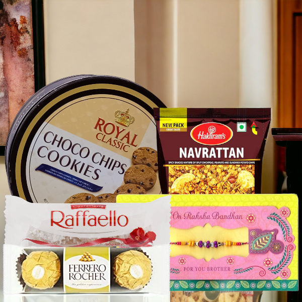 Raksha Bandhan Gift Hamper With Beautiful Greeting Card, Chocolate ...