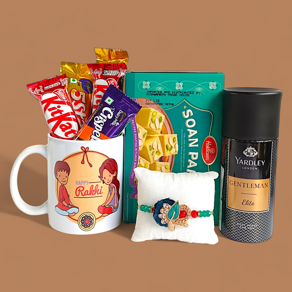 Complete Rakhi Hamper Mithai, Chocolate, and Perfume for Brother ...