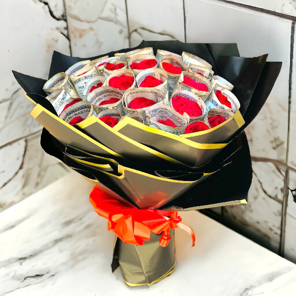 Stunning Red Roses With Money Bouquet | Gifts to Nepal | Giftmandu