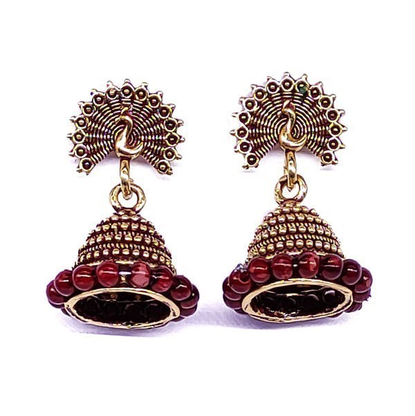 Maroon Peacock Pinjada Earring Online | Gifts to Nepal | Giftmandu