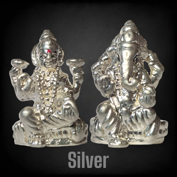 999 Silver Ganesh Ji and Laxmi Ji Set (1.25 Inches) | Gifts to Nepal ...