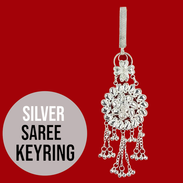 Silver-Plated Traditional Floral Design Saree Keychain | Gifts to Nepal ...