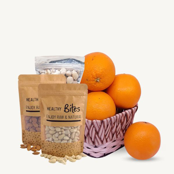 Fruit Basket & Nuts Pouch Nepal | Gifts to Nepal | Giftmandu