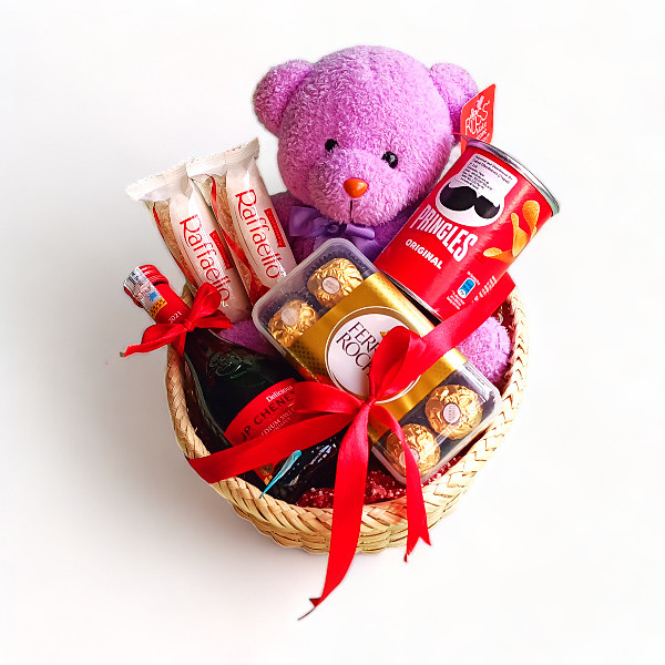 Surprise Gift With Chocolates, Pringles, Teddy & Red Wine | Gifts to ...
