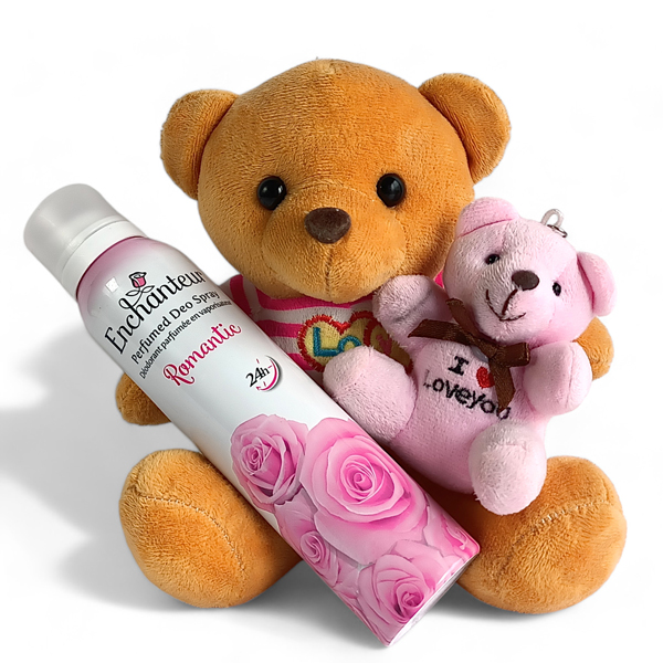 Teddy Bears Combo With Enchanteur Spray 150ml | Gifts to Nepal | Giftmandu