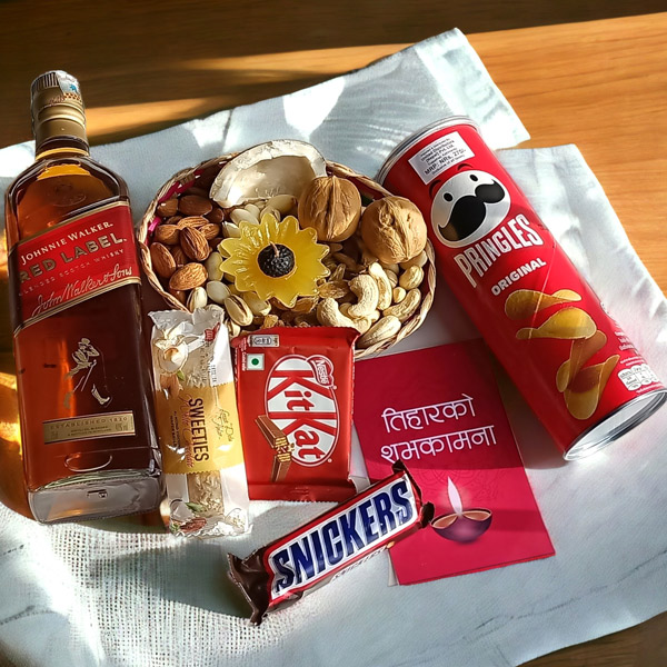 JW Red Label 750ml, Drynuts, Pringles & Chocolates Tihar Festivals ...