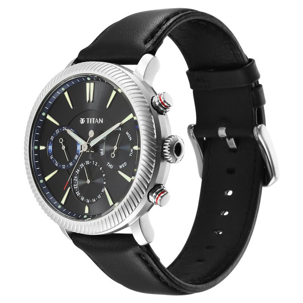 Titan Black Dial Leather Strap Watch For Him - 10012SL01 | Gifts to ...