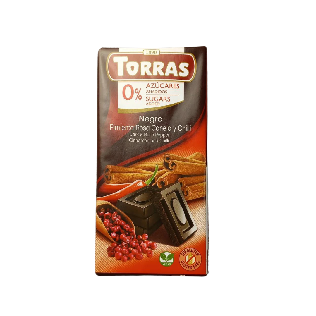 Torras Dark and Rose Pepper Cinnamon and Chilli Chocolate Bar 75g ...