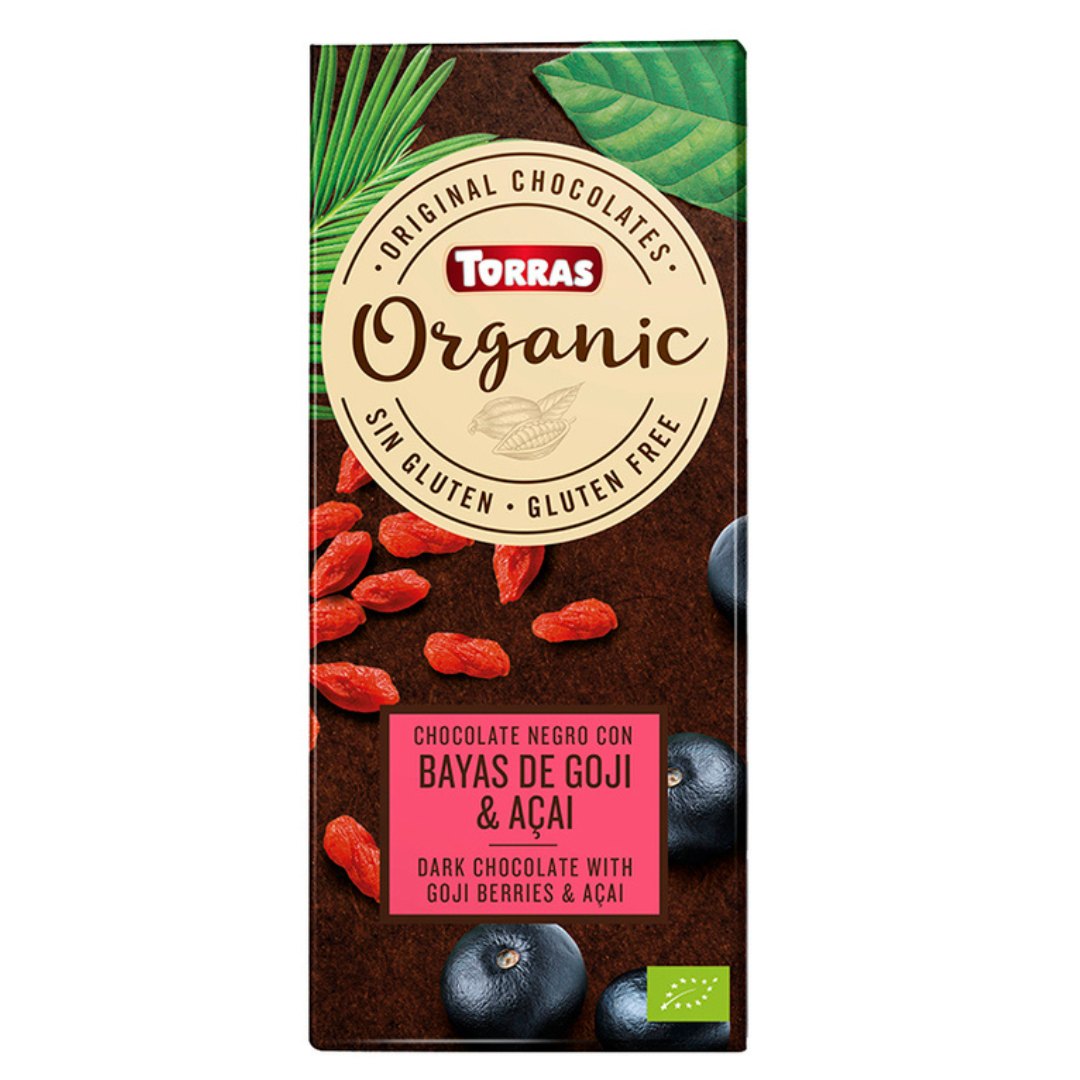 Torras Organic Dark Chocolate with Goji Beans and Acai-100g | Gifts to ...